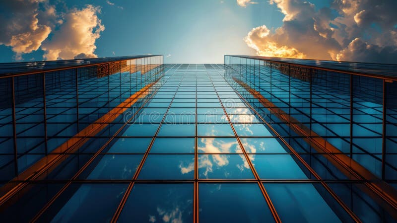 Sky Reflection in Glass Building Stock Illustration - Illustration of ...