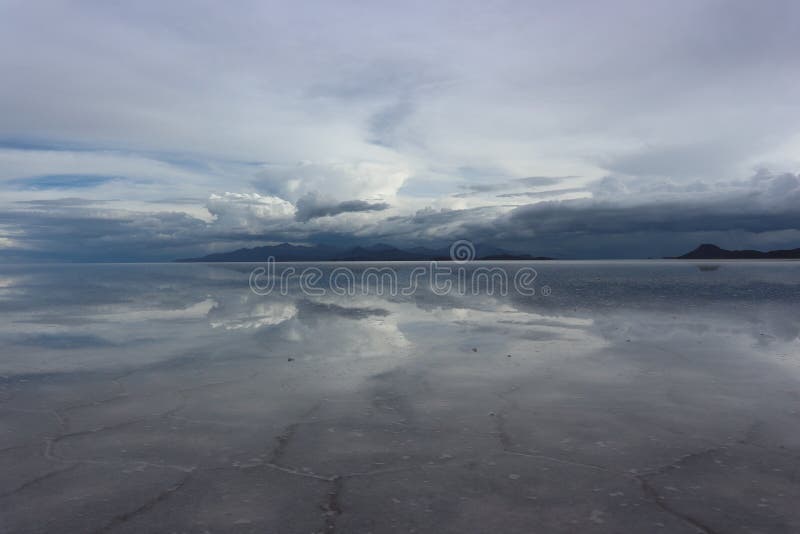 Sky and Reflection Over Uyuni Salt Flat Stock Photo - Image of colorada ...