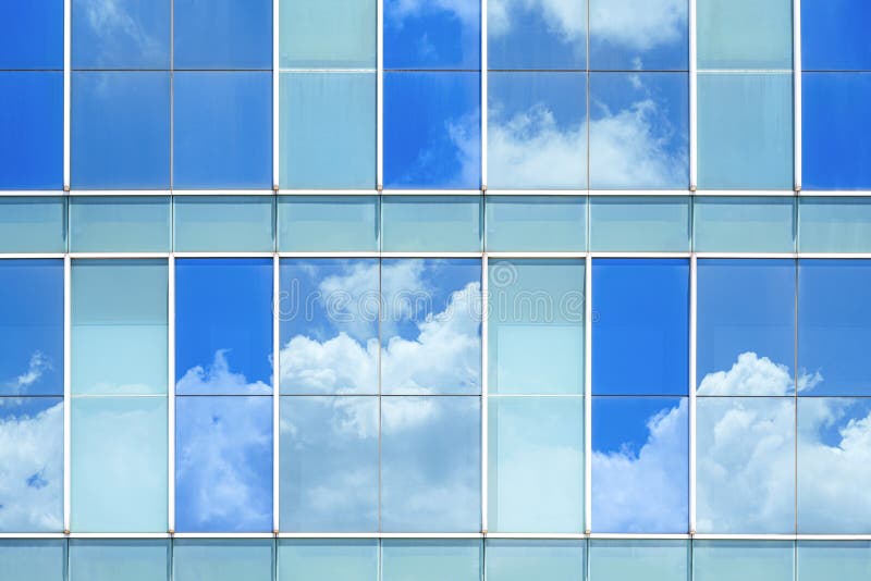Sky Reflection on Surface of Glass Modern Building Wall Stock Photo ...