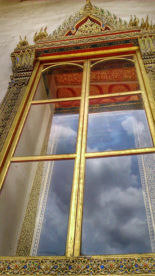 Temple with Glass Decorated Roof in Thailand. Stock Image - Image of ...