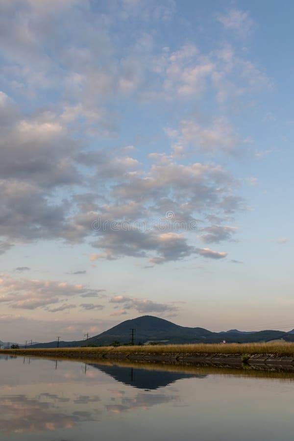 Sky Reflection on the Water Surface of Canal Stream Stock Photo - Image ...