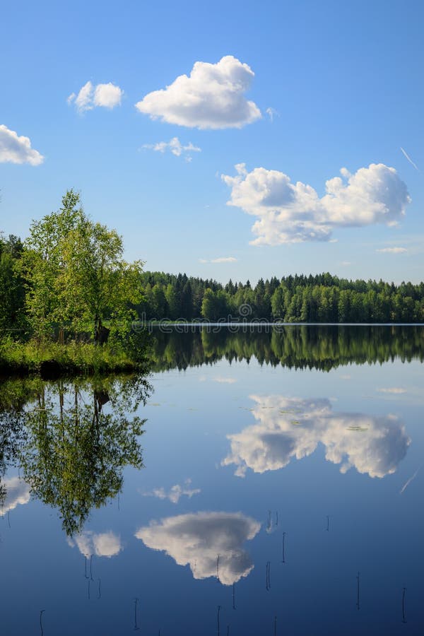 Sky Reflects from Lake at Summer Day Stock Photo - Image of nature ...