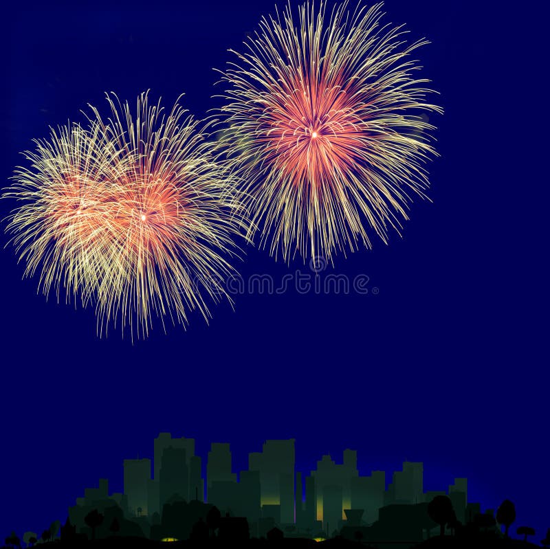 Sky Rocket Bursts stock photo. Image of cityscape, firework - 261098962