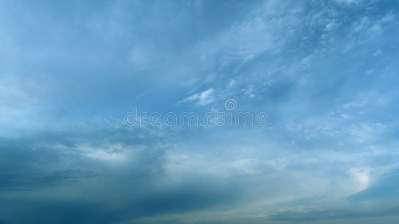 Sky with Several Layers of Clouds Moving in Different Directions. Sun ...