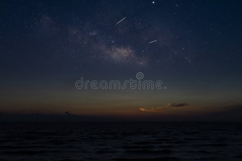 The Sky with Star at the Lake in the Twilight after Sunset Stock Photo ...