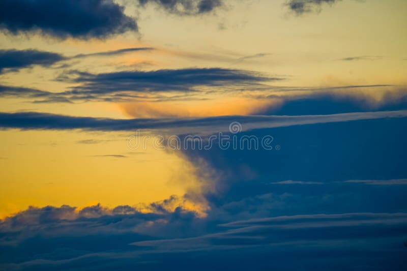 Dark Thunderclouds in Yellow Sky at Sunset Stock Image - Image of ...