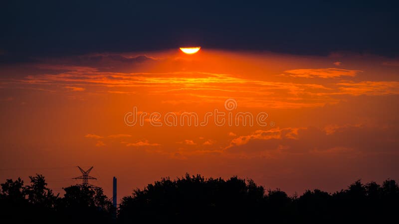 Red Light of Sun Disk at Sunset Stock Photo - Image of abstract, summer ...