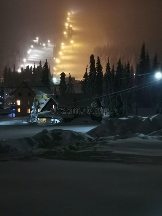Sky Snow Cold Romania Three Night Stock Image - Image of three, cold ...