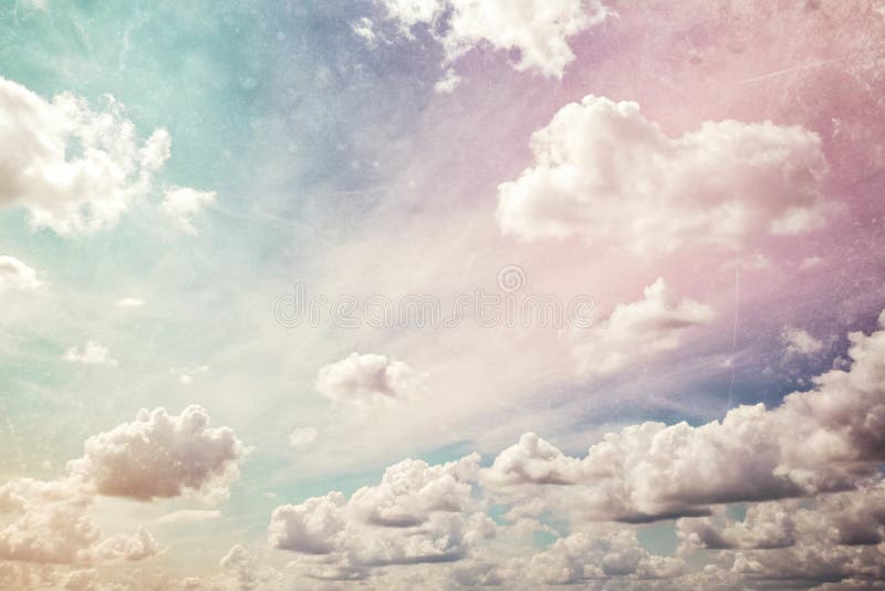 Sky and Soft Clouds with Pastel Filter and Grunge Texture Stock ...