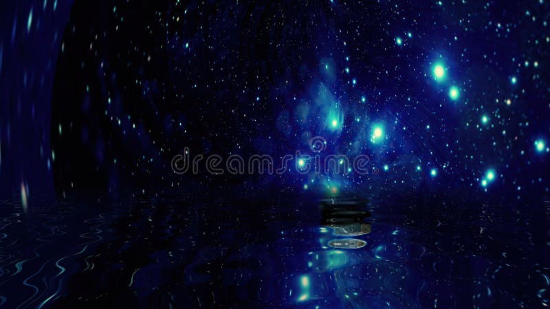 Sky with Stars Reflecting in Water 3d Illustration Stock Illustration ...