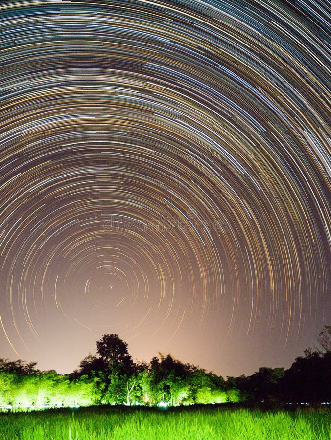 Star trail at the field stock photo. Image of farm, paddy - 130723162