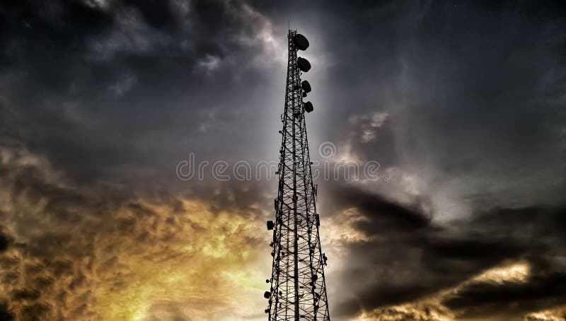 The Sky during a Storm with Dramatic Style and Broadcast Tower Stock ...
