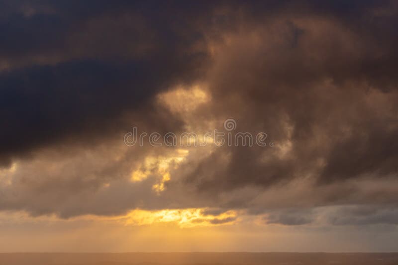 Sky with Stormy Dark Dramatic Clouds at Sunset. Abstract Texture ...
