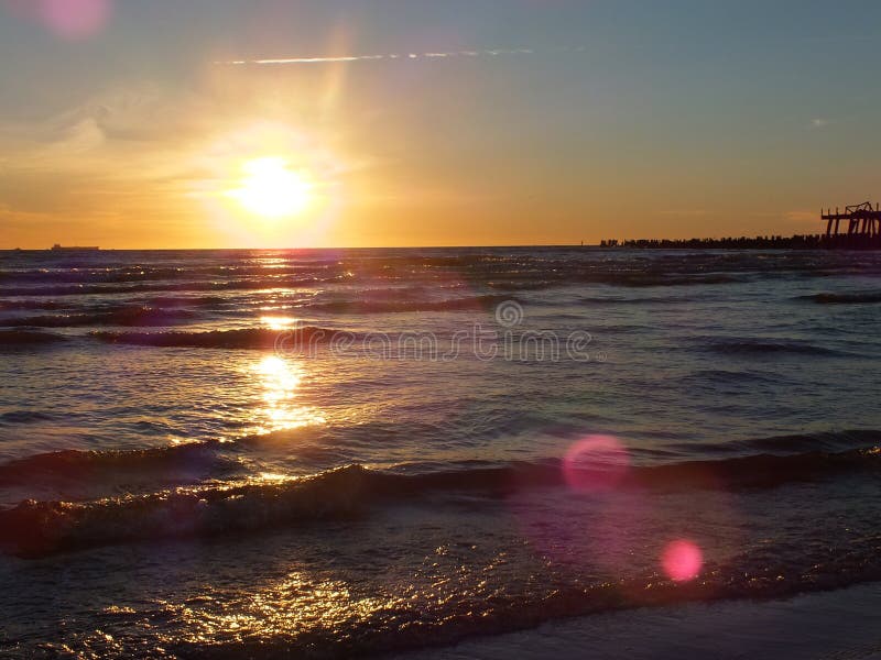 Sky summer sunset over sea stock photo. Image of ocean - 99776524