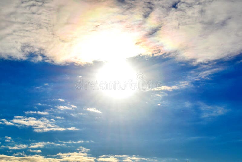 Sky with Sun,solar Halo and Clouds Stock Image - Image of environment ...