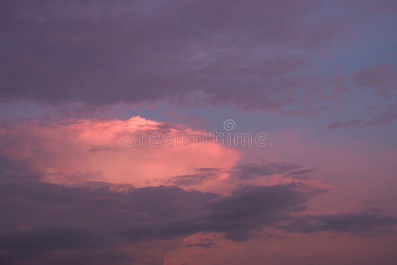 The Sky at Sunset before Bad Weather. Low Red Sunlight Illuminates ...