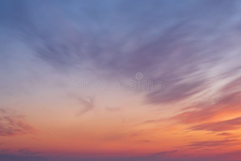 Sky at Sunset with Blurry Clouds, Cirrus Clouds Stock Photo - Image of ...