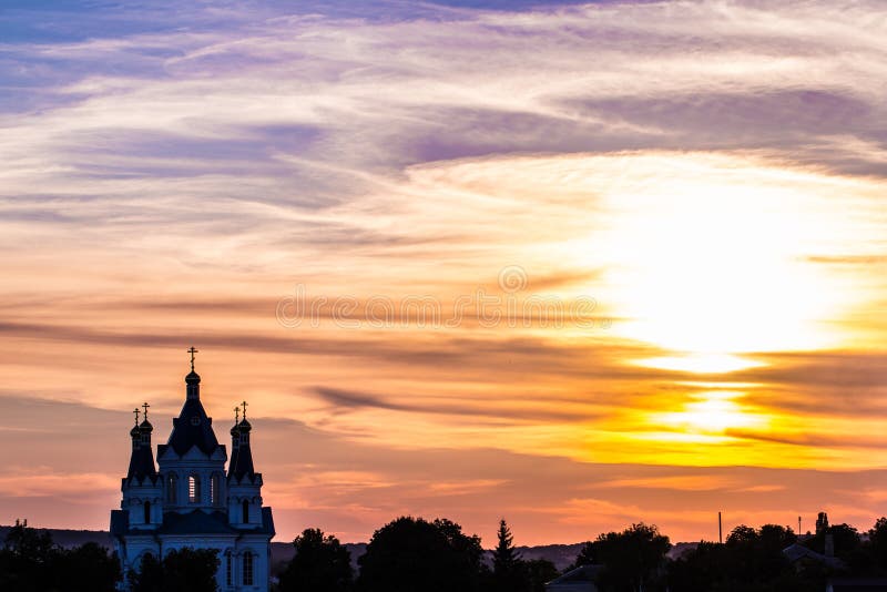 Sky sunset church stock image. Image of beautiful, color - 50598083