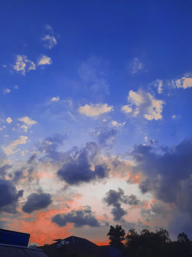 Sky with Sunset and Clouds before the Night Come Stock Photo - Image of ...