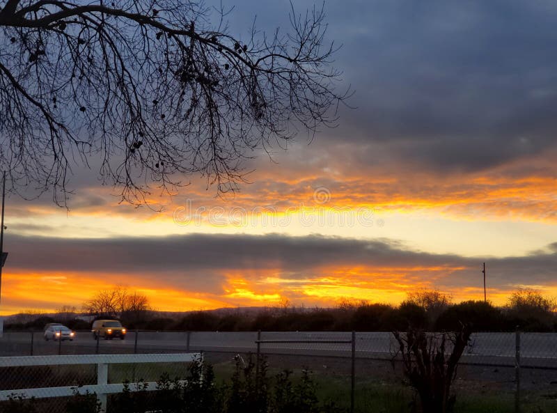 Sunset on I-90 Freeway in Cleveland,Ohio Stock Photo - Image of ...