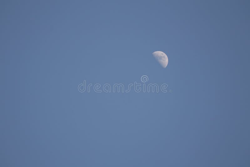 The Sky at Sunset Saw a Beautiful Half Moon, Selectable Focus. Stock ...
