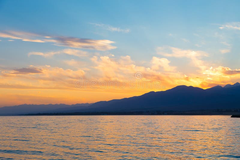 Sky Sunset Sea. Beautiful Clouds, Soft Colors. Natural Background Stock ...