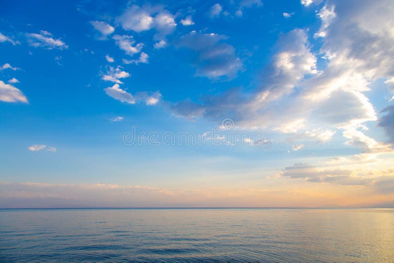 Sky Sunset Sea. Beautiful Clouds, Soft Colors. Natural Background Stock ...