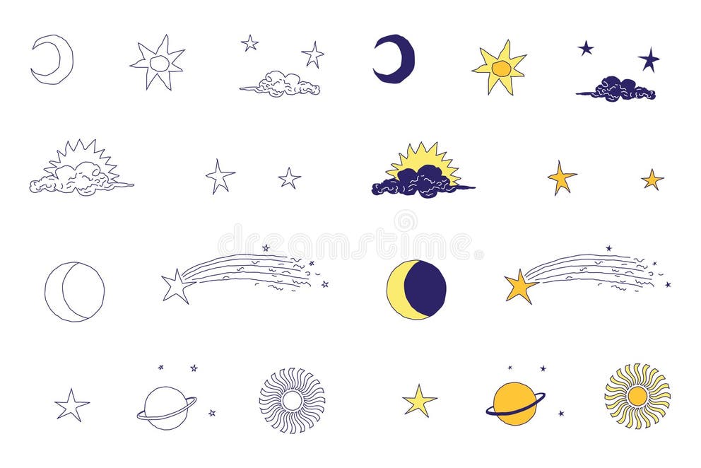 Sky symbols (vector) stock vector. Illustration of star - 4491412