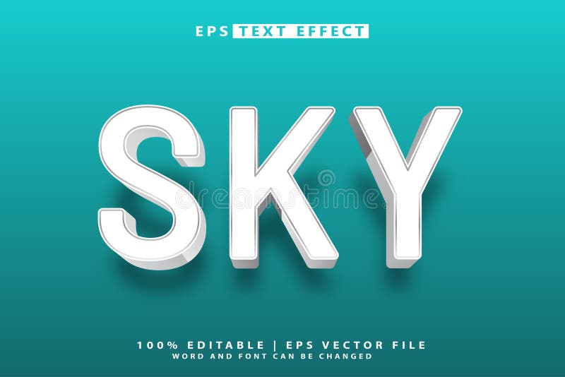 Sky Text Style 3d Editable Text Effect Stock Vector - Illustration of ...
