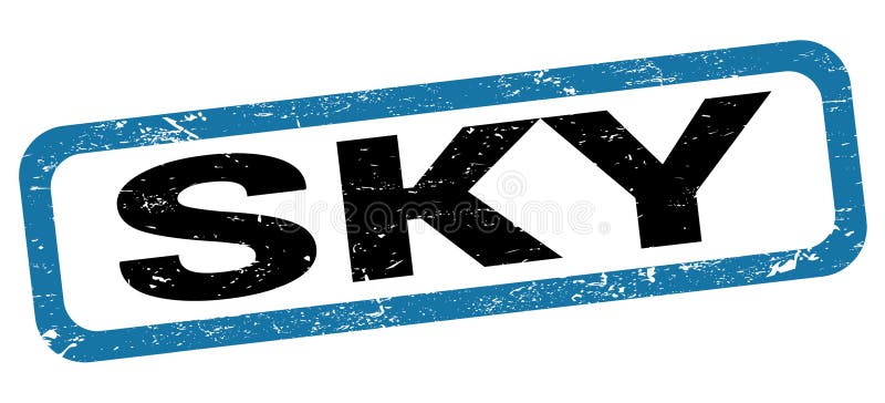 SKY Text Written on Blue-black Rectangle Stamp Stock Illustration ...
