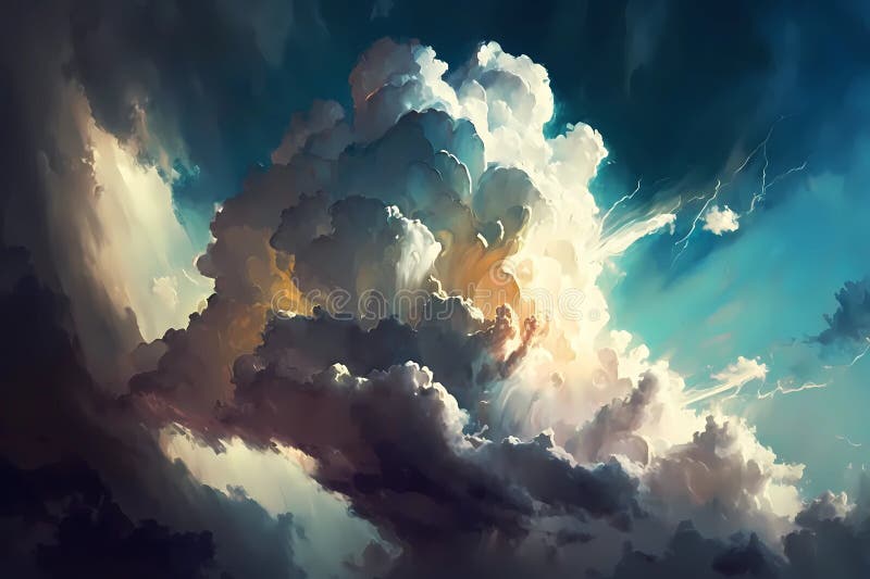 Sky with Thunderous Clouds. Generative Ai Design Stock Illustration ...