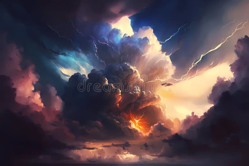 Sky with Thunderous Clouds. Generative Ai Design Stock Illustration ...