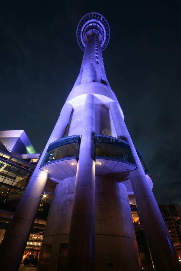Sky Tower Low Angle by Night Stock Photo - Image of tower, tourism: 643702
