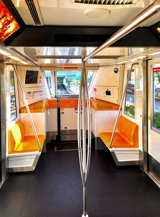 Sky Train Interior in the Changi Airport in Singapore Stock Photo ...