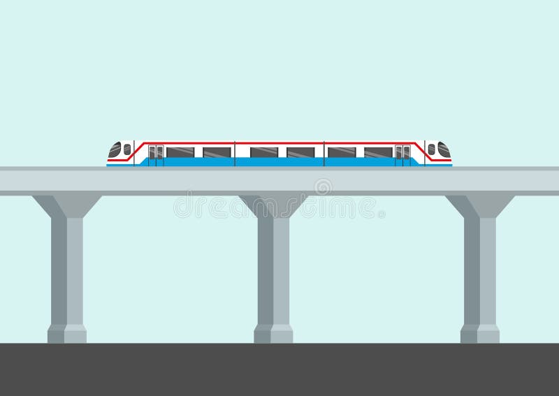 Sky Train with Railway Flat Stock Vector - Illustration of info, vector ...