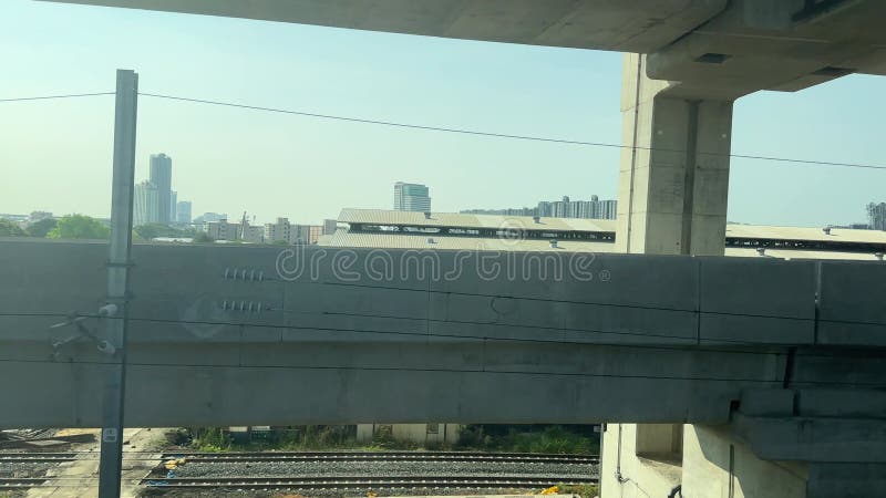 Sky Train Running on Bridge with Viewpoint Background Stock Footage ...