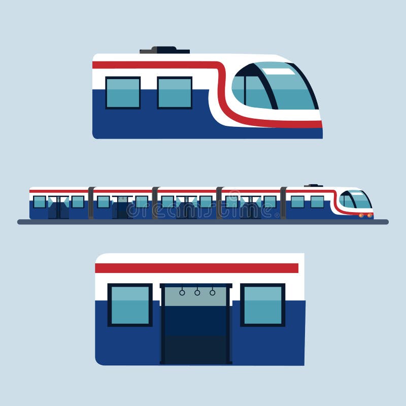 Sky Train Station Flat Design Objects Stock Vector - Illustration of ...