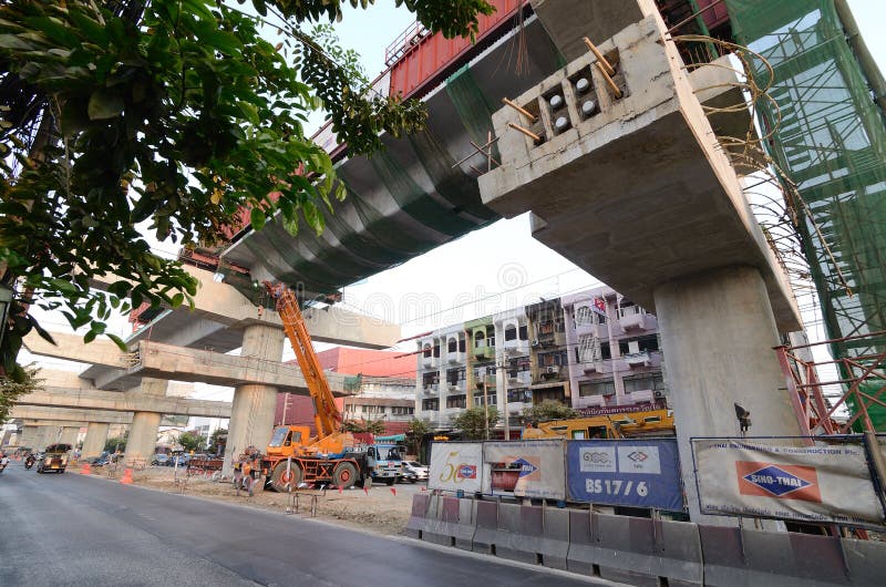 Sky Train Under Construction Editorial Stock Photo - Image of outdoor ...