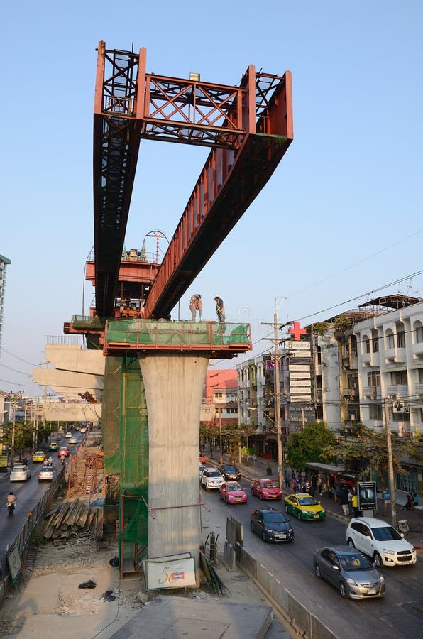 Sky Train Under Construction Editorial Stock Image - Image of outside ...