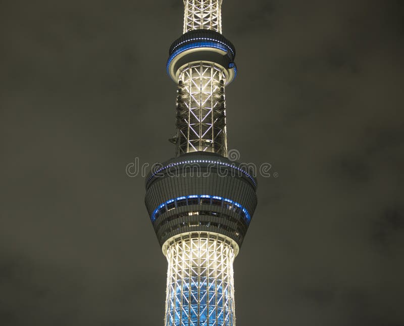 Sky Tree Tokyo Tower at Night Editorial Stock Photo - Image of asian ...