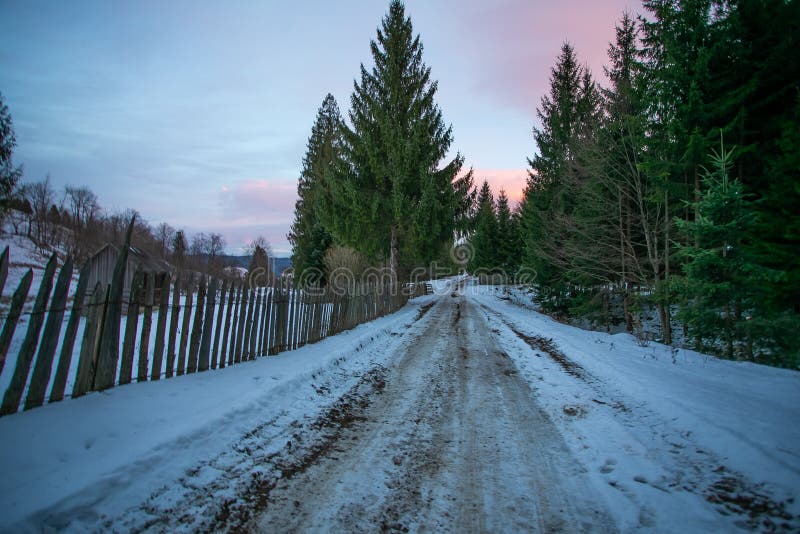 Sky and Trees Blue and Ice, Road Winter Stock Image - Image of road ...