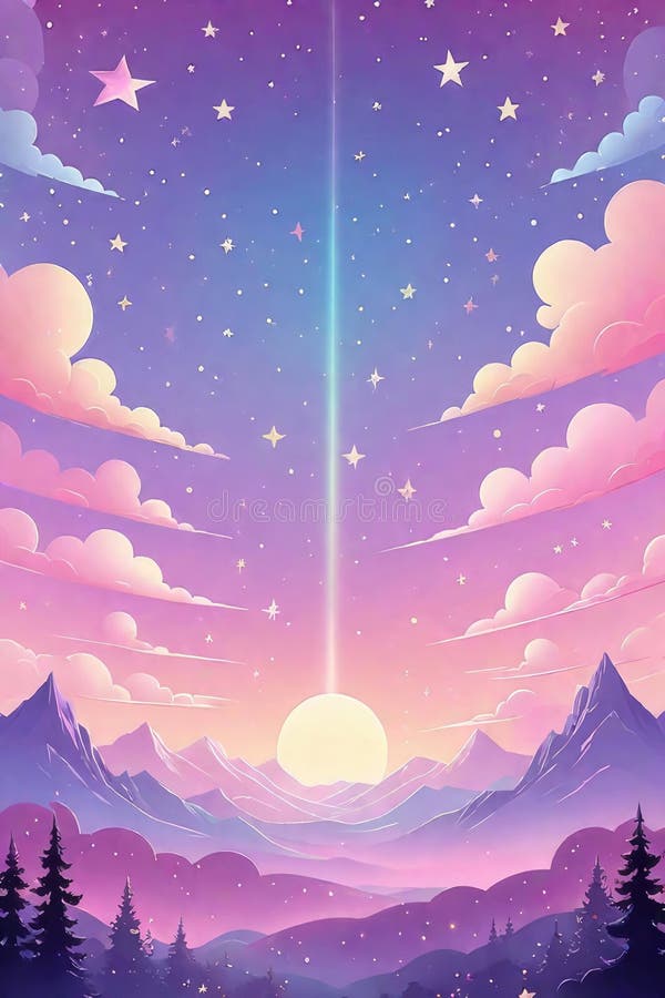 Sky with Twinkling Stars. Vertical Composition Stock Illustration ...