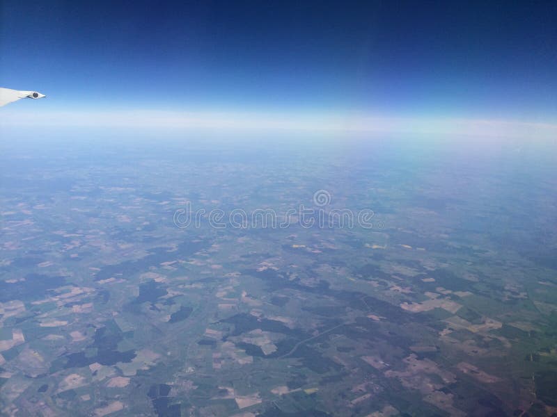 Sky Up Above the Clouds Viewed Inflight on a Passenger Airplane. Stock ...