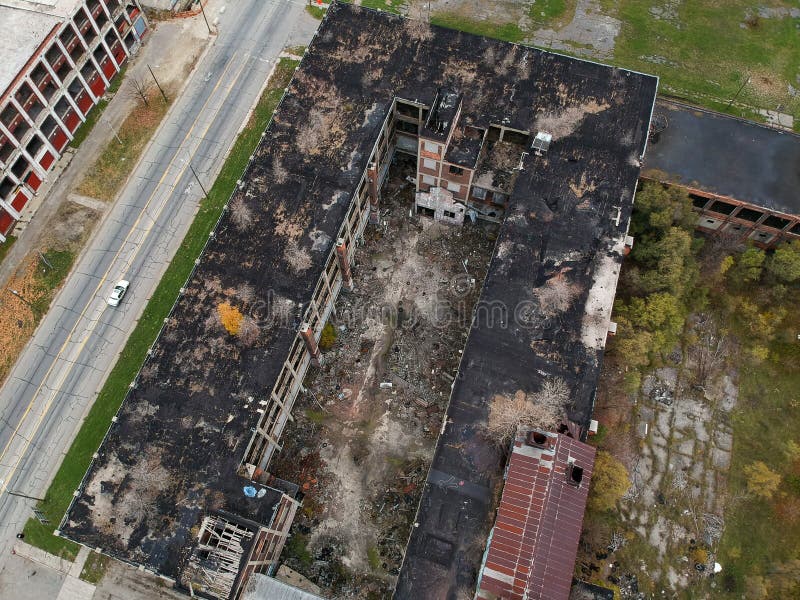 Sky View of Abandon Buildings Stock Photo - Image of drone, abandon ...