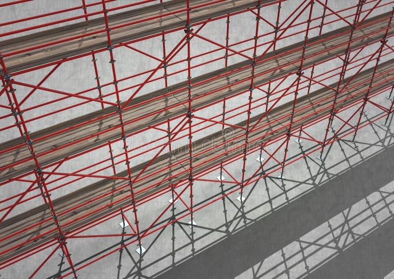 Sky View of 3D Red Scaffolding Stock Illustration - Illustration of ...