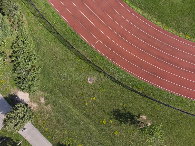 Sky view of a racetrack stock photo. Image of lanes - 224090528