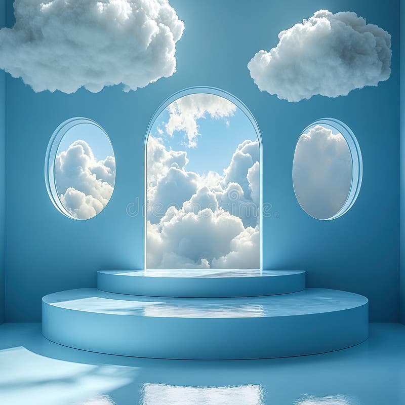Sky-view Stage, Clouds, Blue Room, Product Display Stock Illustration ...