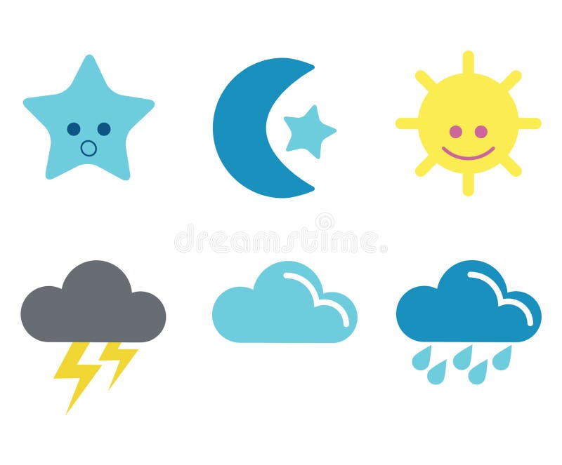 Sky Weather Geometric Icons Set Stock Vector - Illustration of water ...