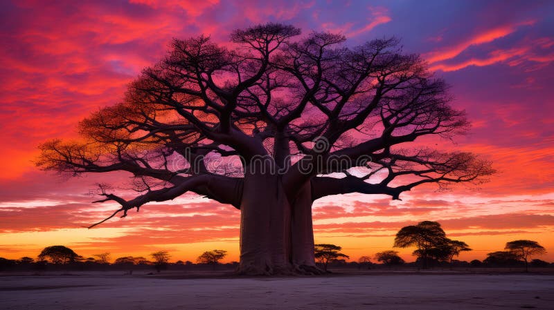 Sky wide tree stock illustration. Illustration of sunsilhouette - 375563553