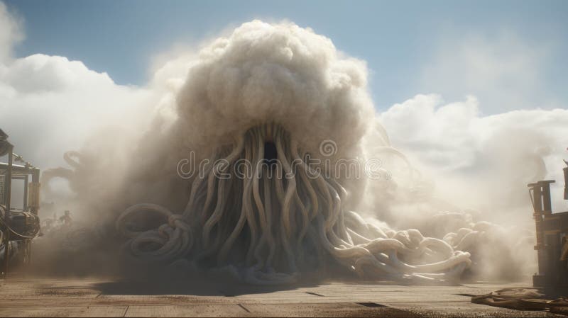 Virtual Octopus Skyborne Creature Formed from Binary Code among Cumulus ...